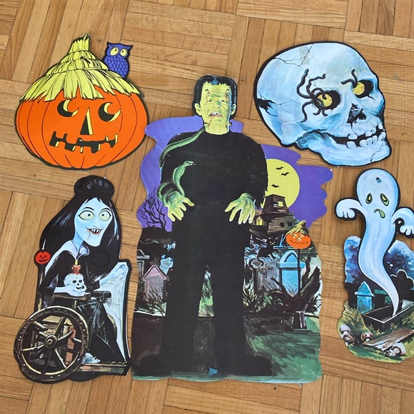 Holiday | Vintage Halloween Cardboard Decoration Lot Die Cut Cut Outs ...